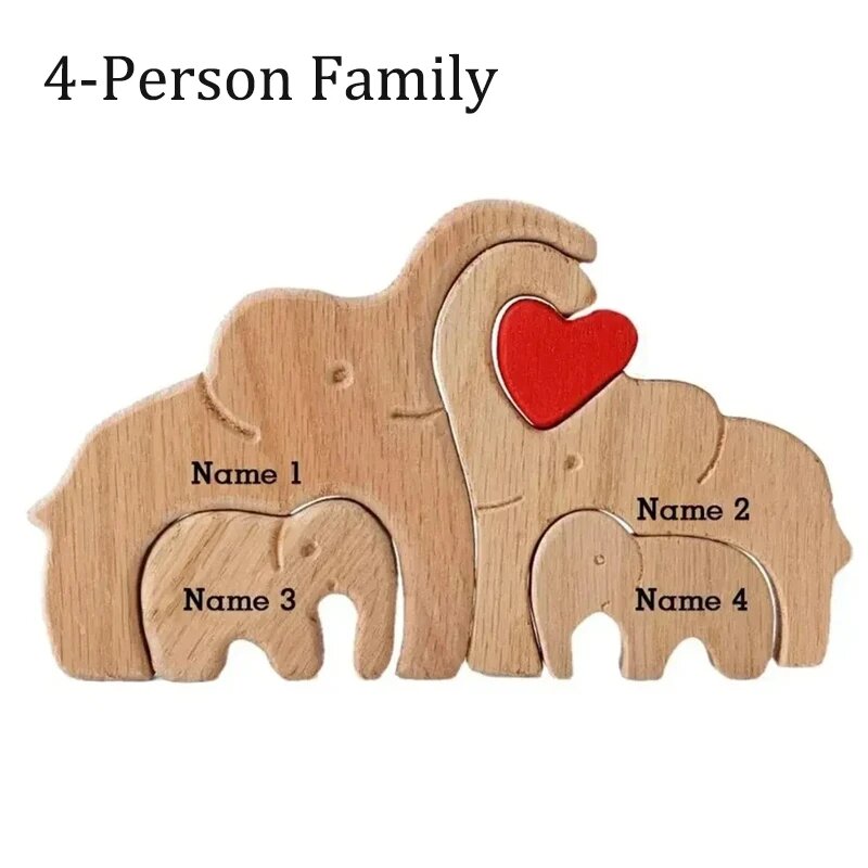 Деревянная семейная головоломка Слоны NO Personalized, 4PCS