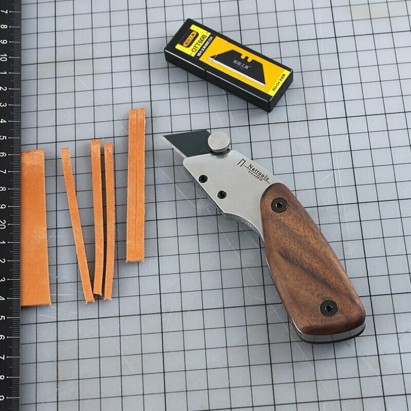Nattools/Трапециевидный резак для кожи, ручка из черного ореха, 0 встряхиваний и 0 деформаций