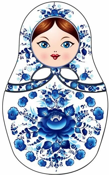 Магнит "Матрёшка" (бисквит, вид синий)