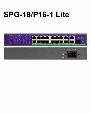 AKSILIUM Коммутатор SPG-18/P16-1 Lite, бюджет PoE до 250 Вт, мощность на порт 30 Вт (макс.)