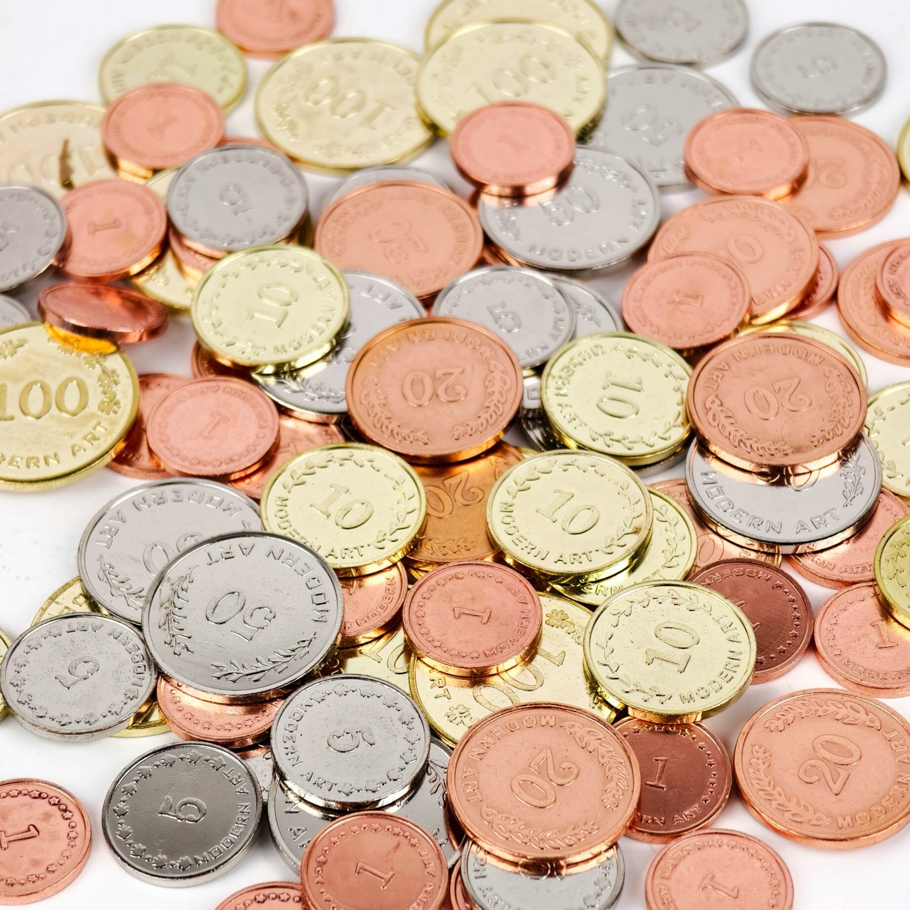 MODERN ART: металлические Жетоны 1-100 (94 ШТ!) - Универсальные Компоненты Настольных Игр. Люкс Качество!