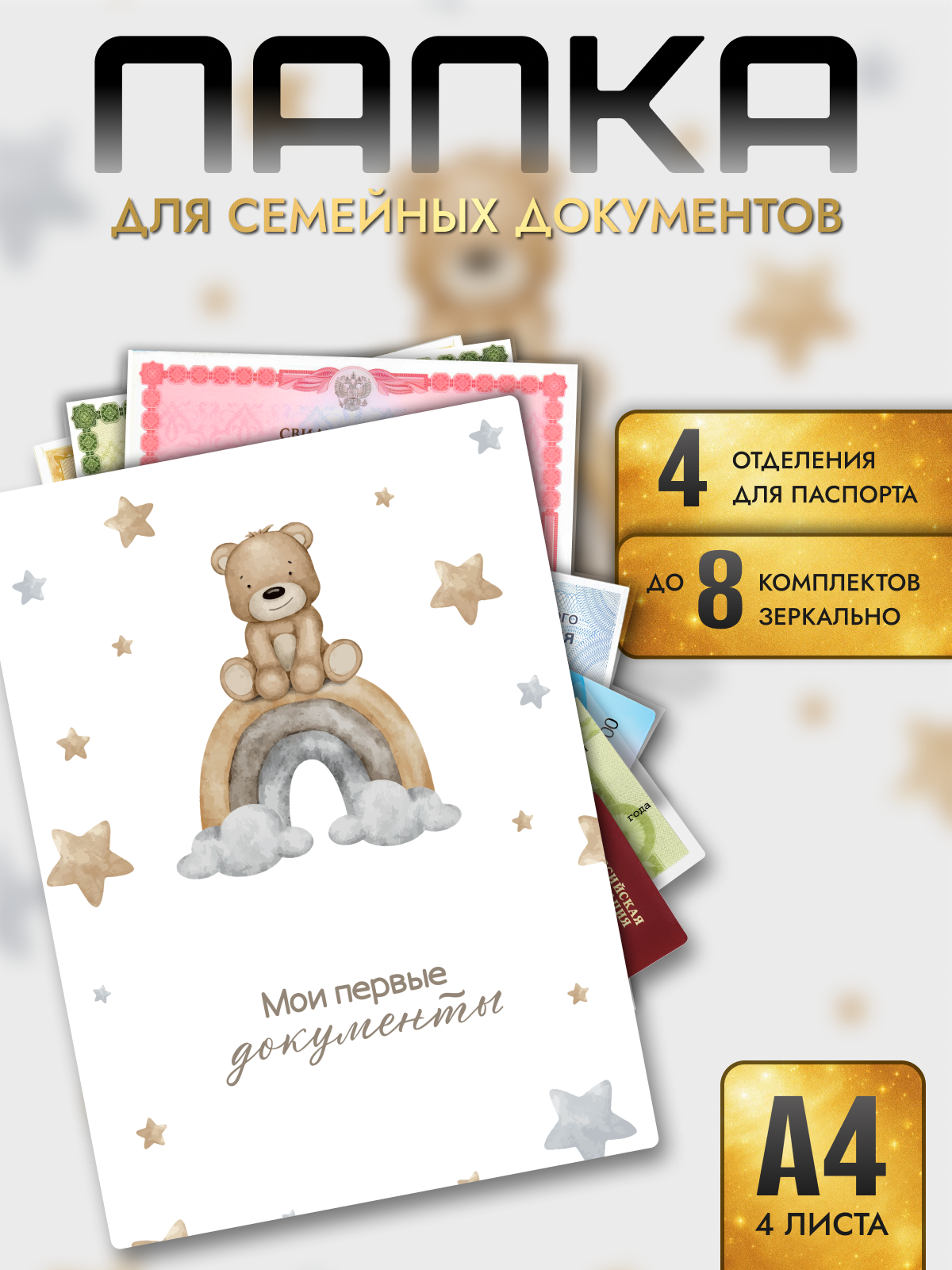 Папка для документов семейных А4 AXLER для документов ребенка, путешествий с файлами
