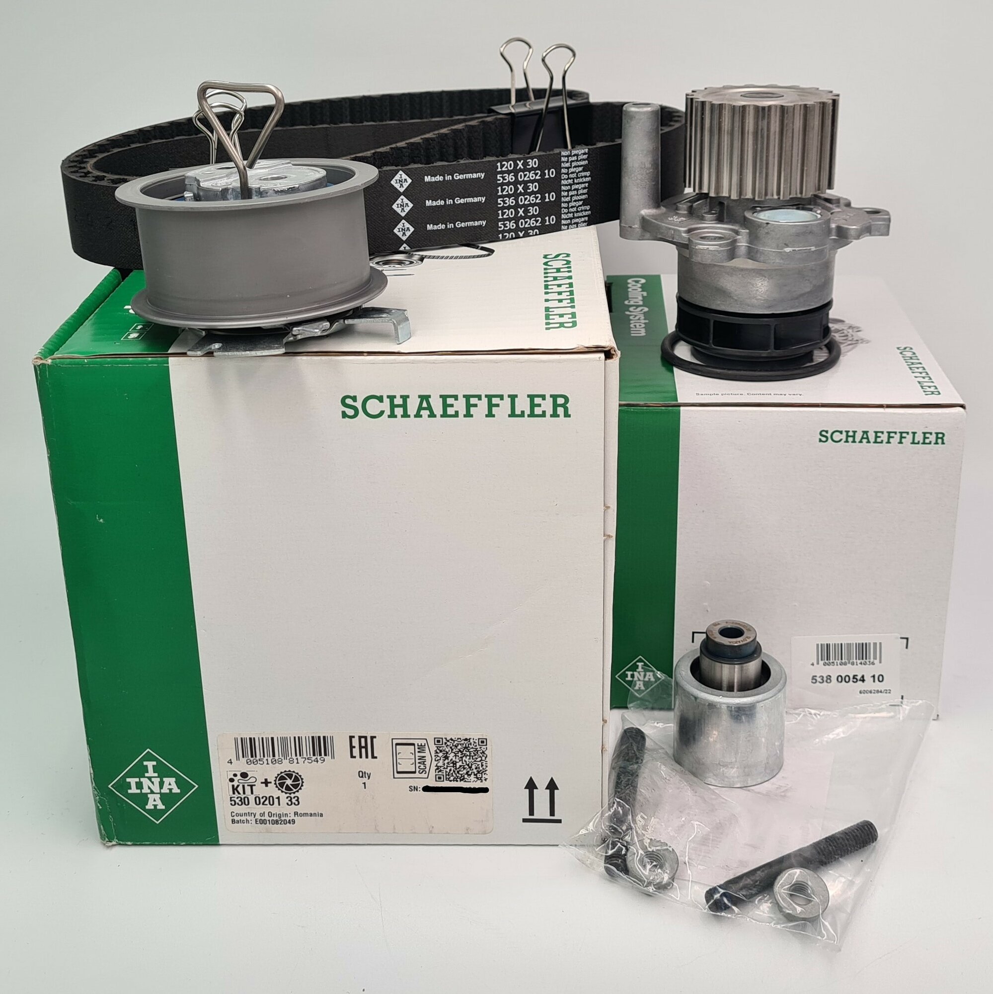 Комплект ГРМ INA 530020133 ( 530 0201 33 ) - ремень ГРМ, Ролики, Водяной насос(помпа) для AUDI, FORD, SKODA, VOLKSWAGEN