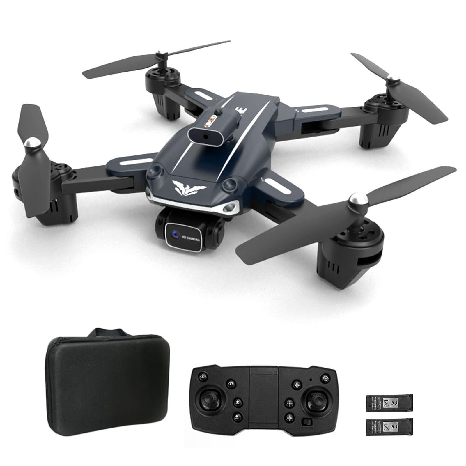Дрон с пультом управления и камерой 720P Двойная камера 360° Избегание препятствий Оптический поток Наведение Пульт управления Квадрокоптер для детей и взрослых с сумкой для хранения 2 АКБ