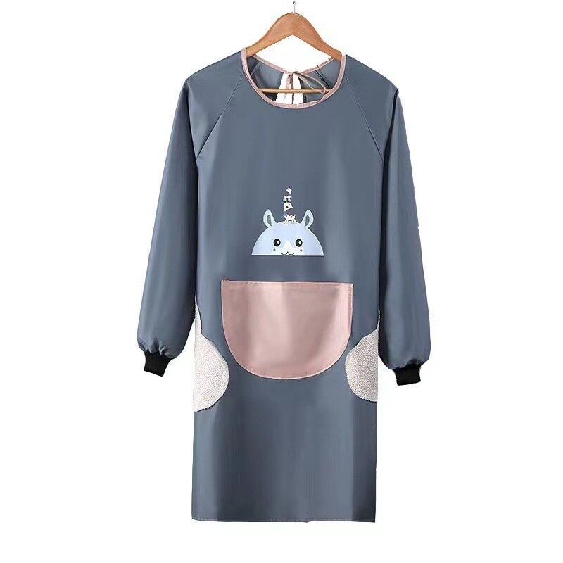 Водонепроницаемый фартук с длинными рукавами и вставками для ручной стирки – фартуки с рисунком, полностью закрывающие фартуки для женщин, маслостойкий кухонный фартук из ПВХ с карманами и манжетами, идеально подходит для приготовления пищи или уборки.