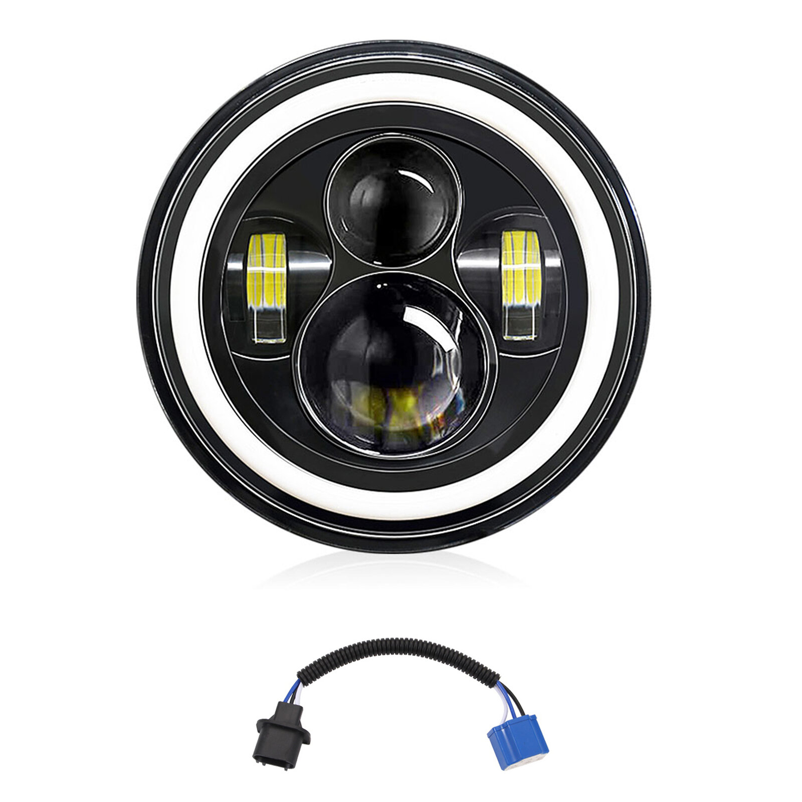 1Pcs 7 inch Black Car Motorcycle LED Headlight 140W 6000K 3000K Low Beam High Beam DRL Turn Signal H4 H13 для Jeep Wrangler JK JKU TJ LJ CJ Hummer H1 H2 Chevy Ford Miata