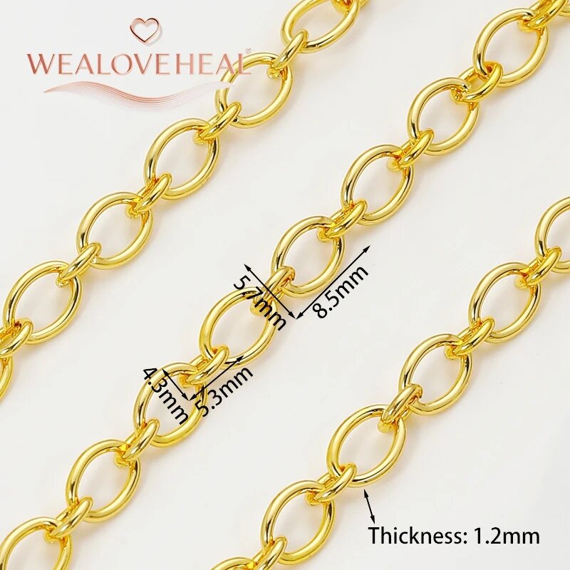 Цепочка для рукоделия,1 метр 18-каратная позолоченная цепочка для изготовления ювелирных изделий, двойные овальные цепочки для DIY ожерелье браслет для женщин и мужчин принадлежности для изготовления ювелирных изделий