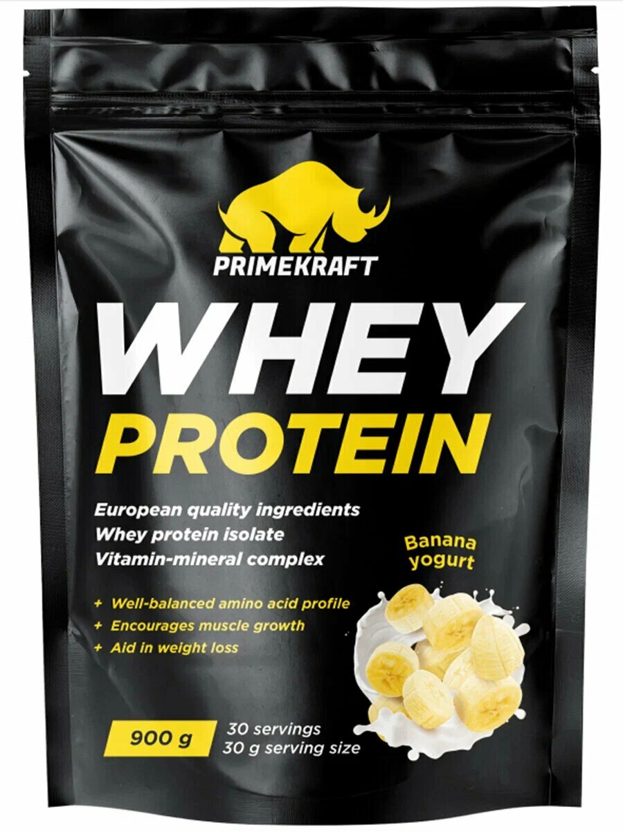 Протеин сывороточный Prime Kraft 900гр пак Банановый йогурт