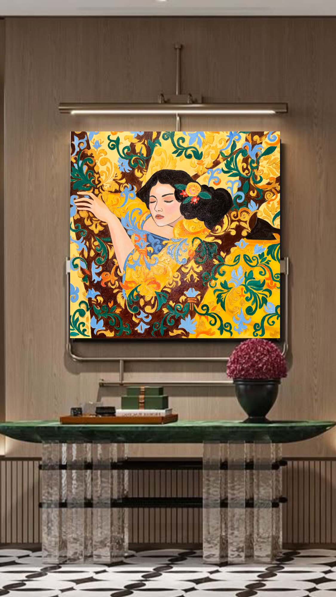 Интерьерная картина маслом ручной работы "Безмятежный Сон | Уникальный Настенный Декор"| стиль модерн шик | 60x60