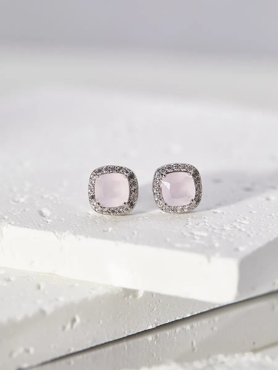 Серьги пусеты, фианит, циркон, кристалл