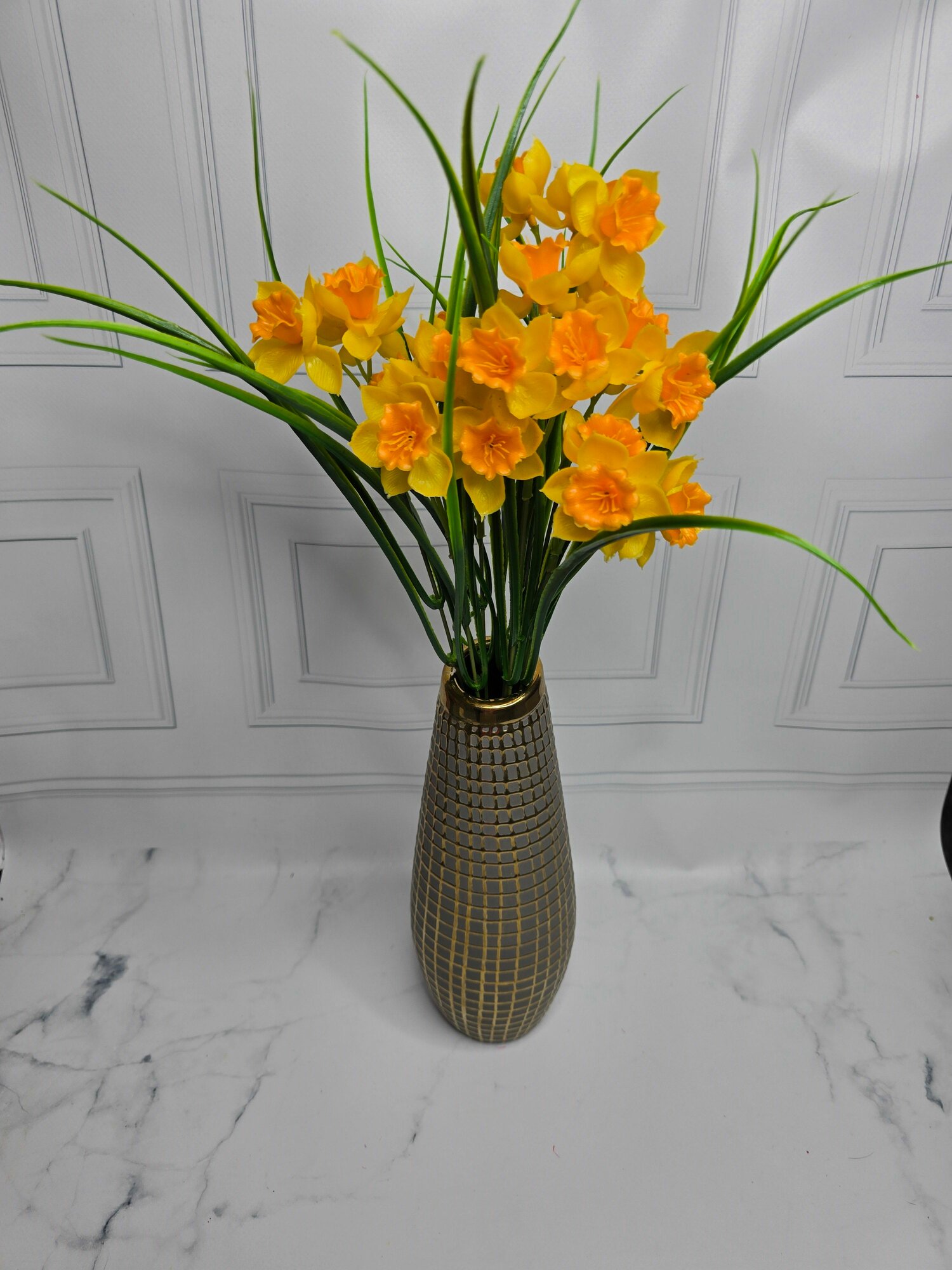 Искусственные цветы Holodilova, нарциссы, силикон, высота 44см