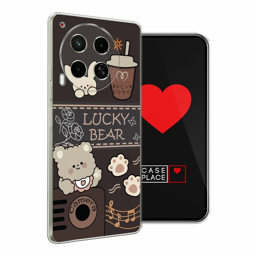 Чехол на Tecno Camon 30 5G / Текно Камон 30 5G с принтом "Lucky bear coffee 1" — фото 1