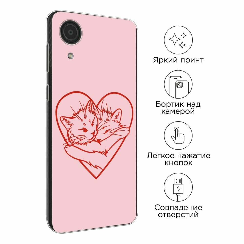 Чехол на Samsung Galaxy A03 Core / Самсунг Галакси А03 Core с принтом "Влюблённые котики рисунок 1 - 14 февраля" — фото 1