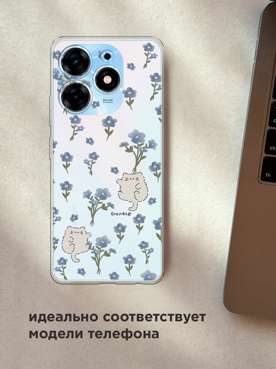 Чехол на Tecno Spark 10 Pro / Текно Спарк 10 Про с принтом "Gentle cats", прозрачный — фото 1