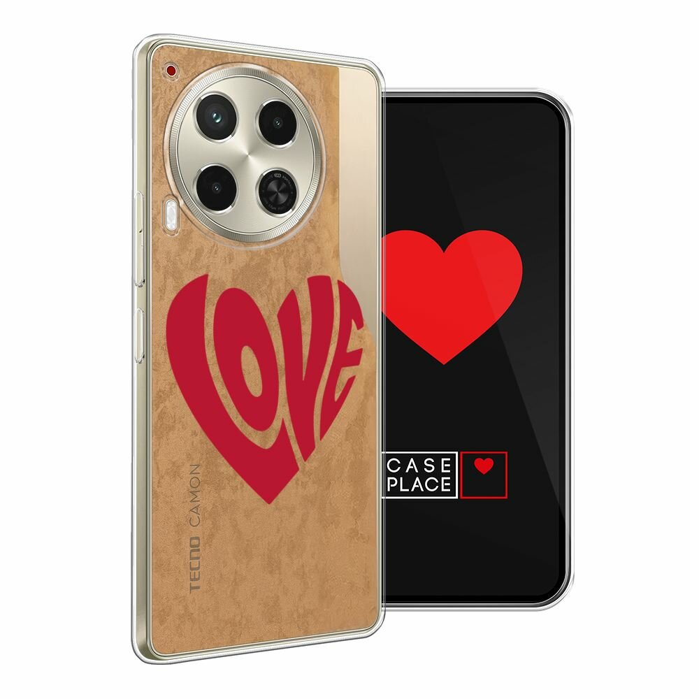 Чехол на Tecno Camon 30 4G / Текно Камон 30 4G с принтом "Love heart 2 - 14 февраля", прозрачный — фото 1