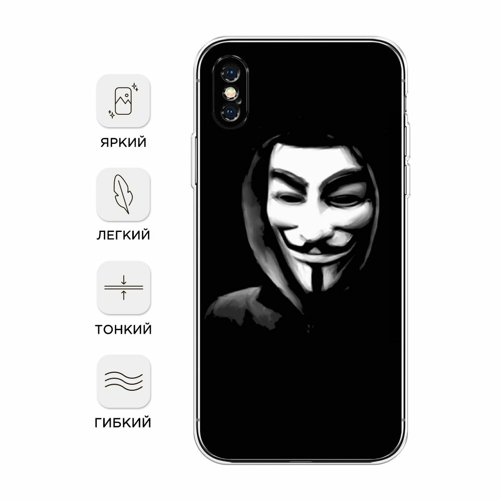 Чехол на Apple iPhone XS Max / Айфон XS Max с принтом "Анонимус" — фото 1