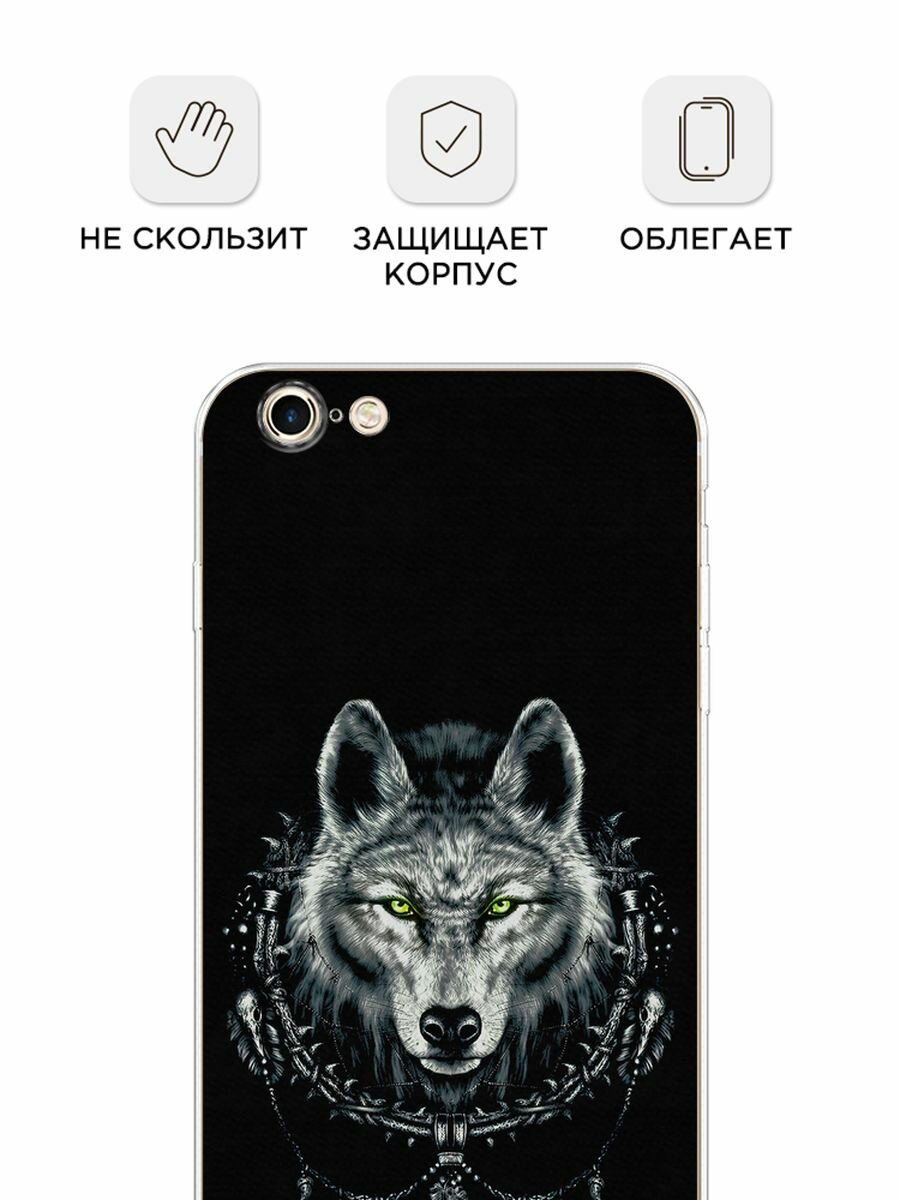 Чехол на Apple iPhone 6 Plus/6S Plus / Айфон 6 Плюс/Айфон 6С Плюс с принтом "Волк оберег" — фото 1