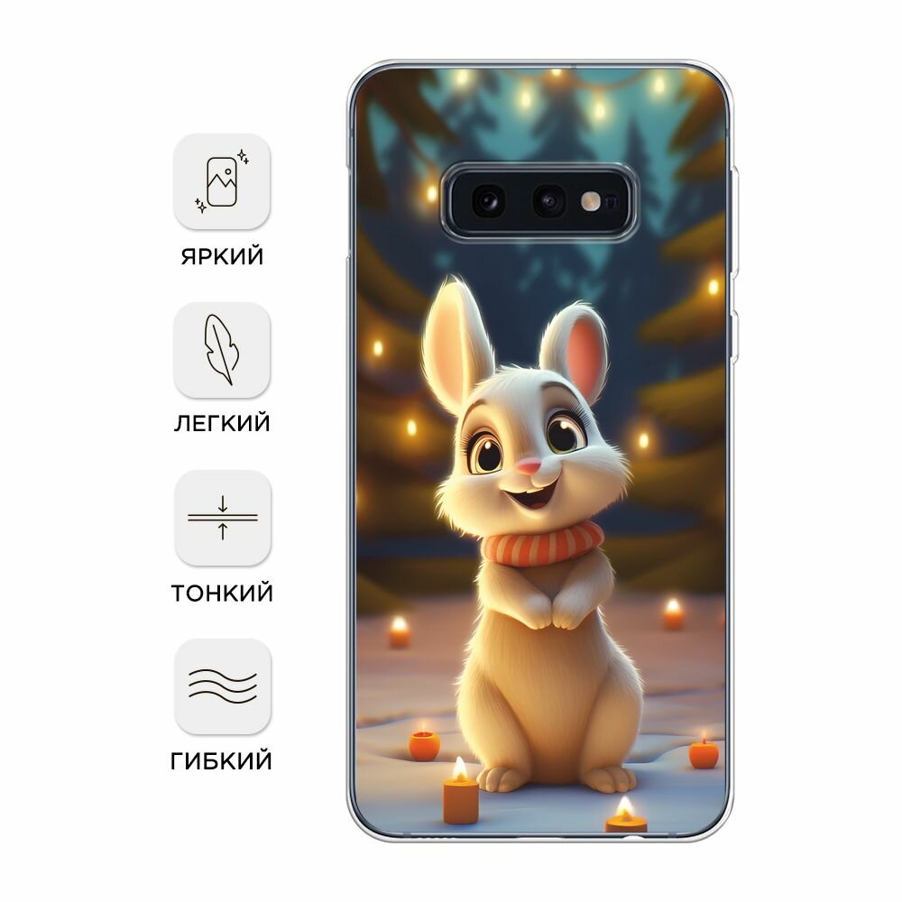 Чехол на Samsung Galaxy S10E / Самсунг Галакси S10E с принтом "Кролик среди свечей" — фото 1