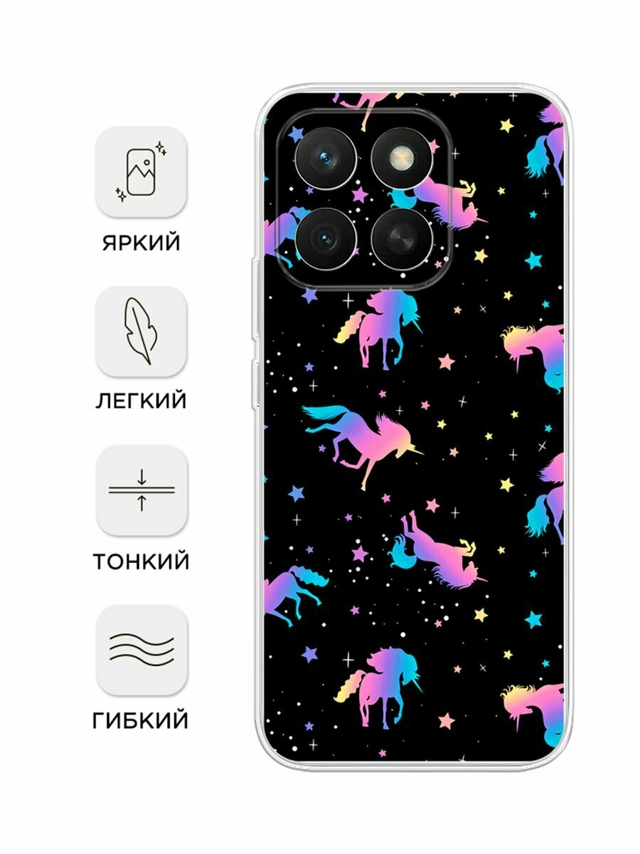 Чехол на Honor X8c / Хонор X8c с принтом "Единороги градиент" — фото 1