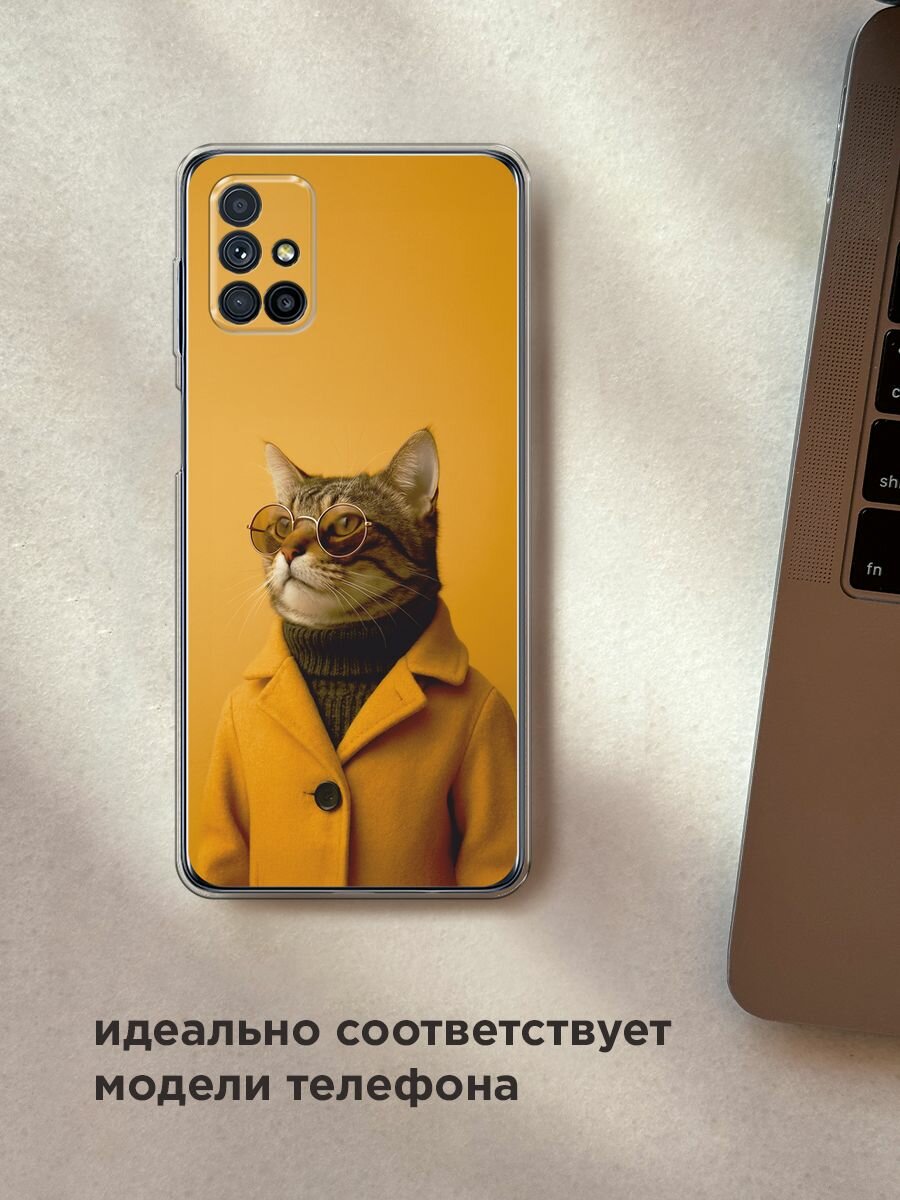 Чехол на Samsung Galaxy M31s / Самсунг Галакси M31s с принтом "Деловой кот в пальто" — фото 1