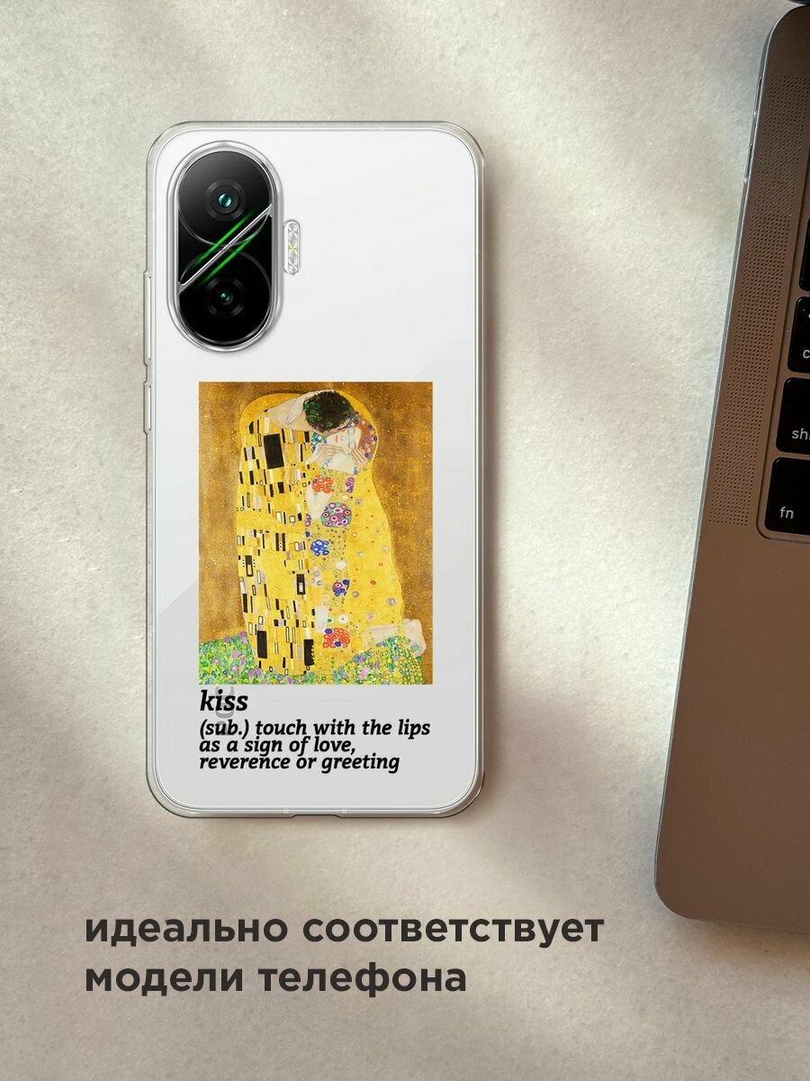 Силиконовый чехол на Poco F7 / Поко F7 с принтом "The kiss", прозрачный — фото 1