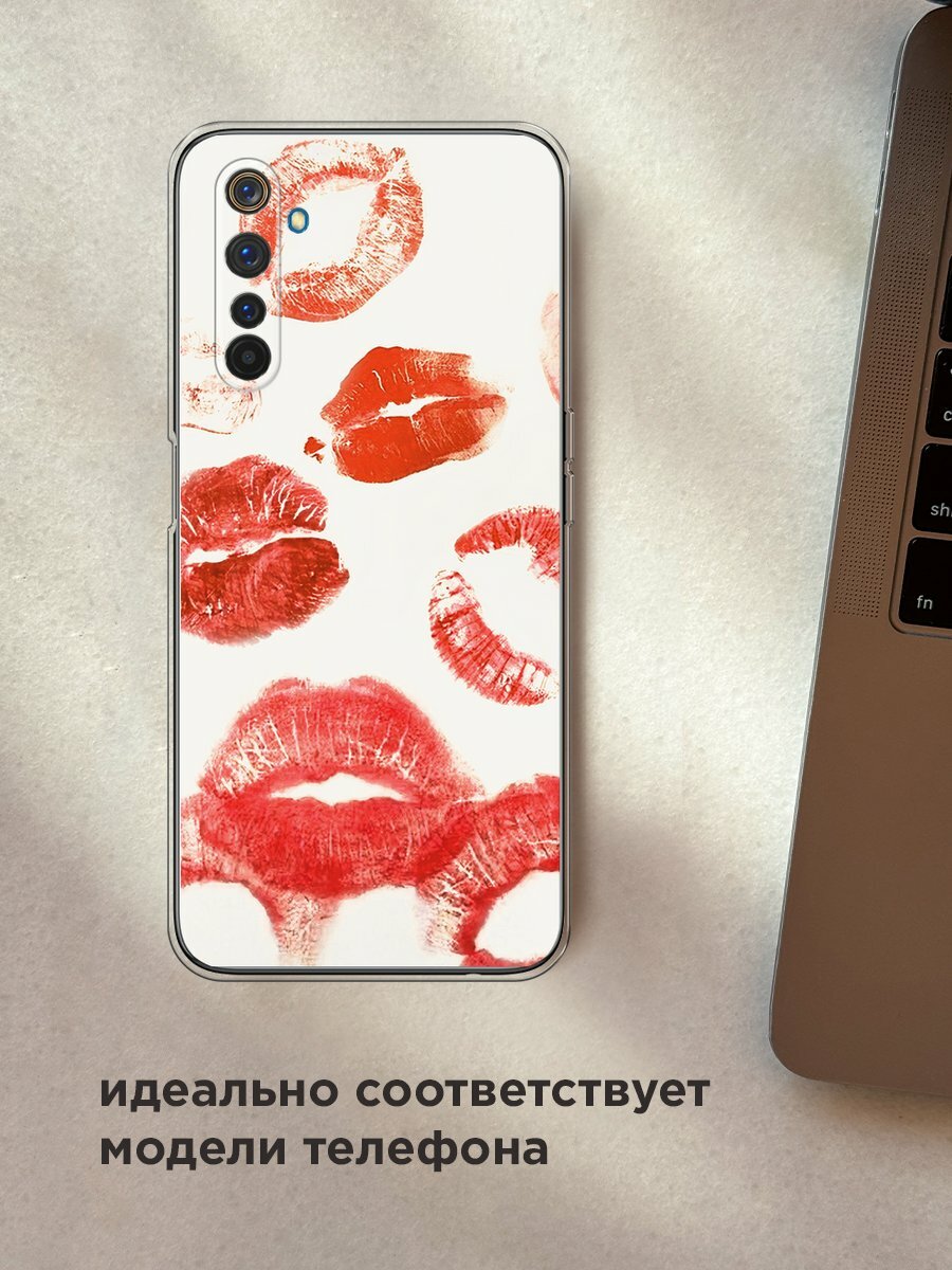 Силиконовый чехол на Realme 6 Pro / Реалми 6 Про с принтом Следы помады — фото 1