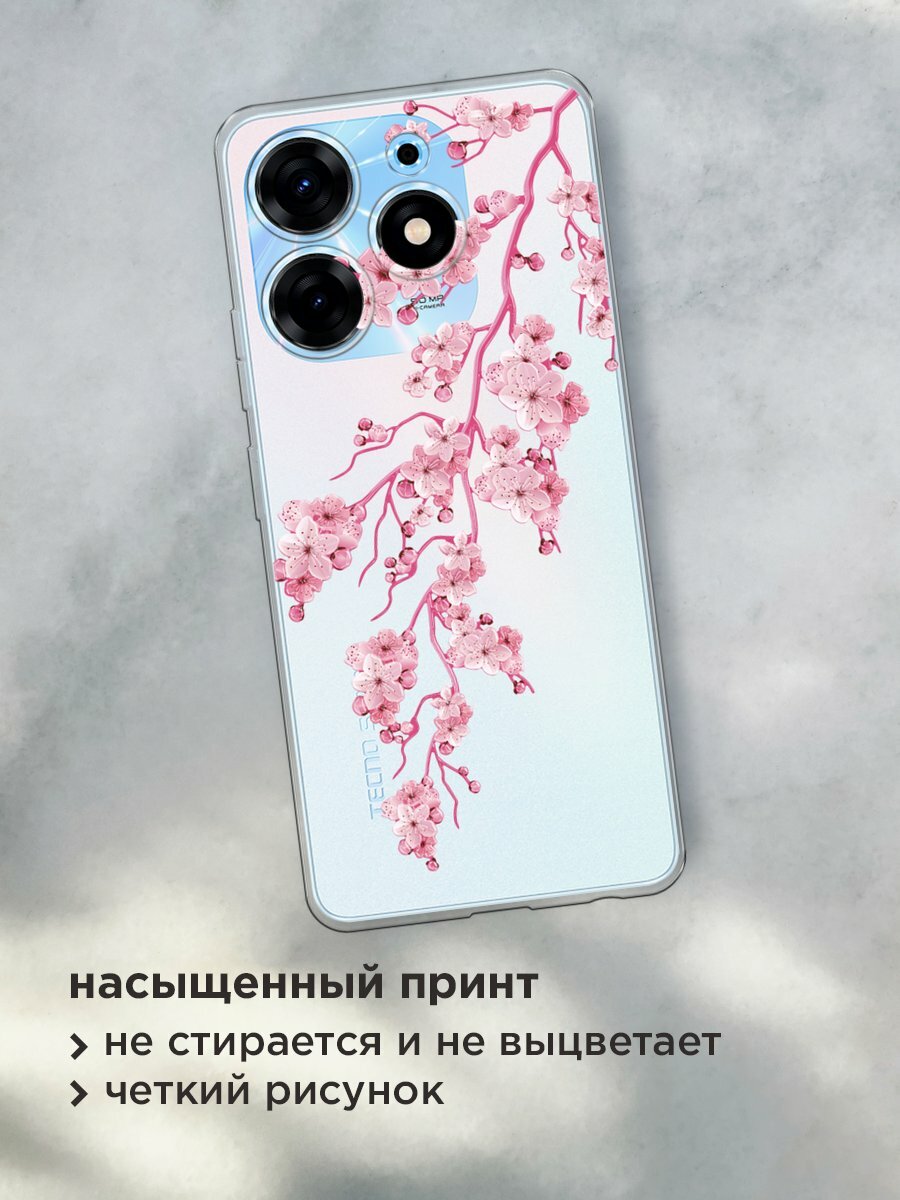 Чехол на Tecno Spark 10 Pro / Текно Спарк 10 Про с принтом "Ветка сакуры 2" — фото 1