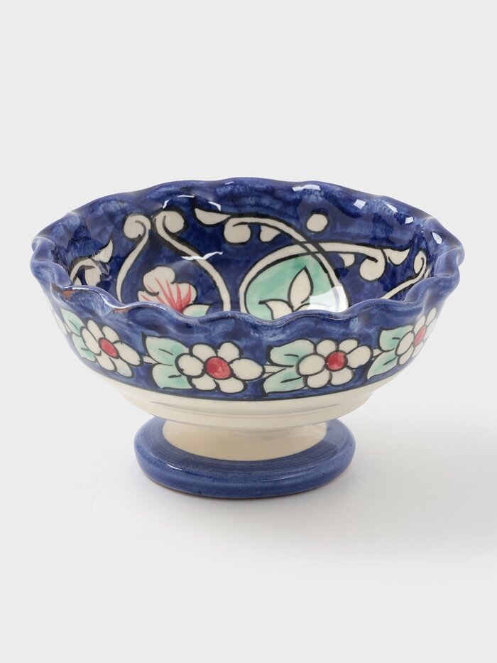 Конфетница узбекская Риштанская Керамика «Цветы», 12 см, синяя