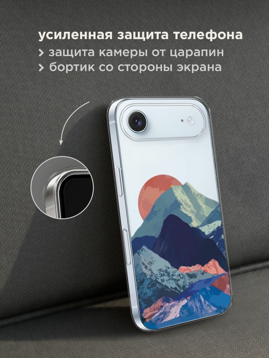 Чехол на Apple iPhone Air / Айфон Айр с принтом "Закат в снежных горах", прозрачный — фото 1