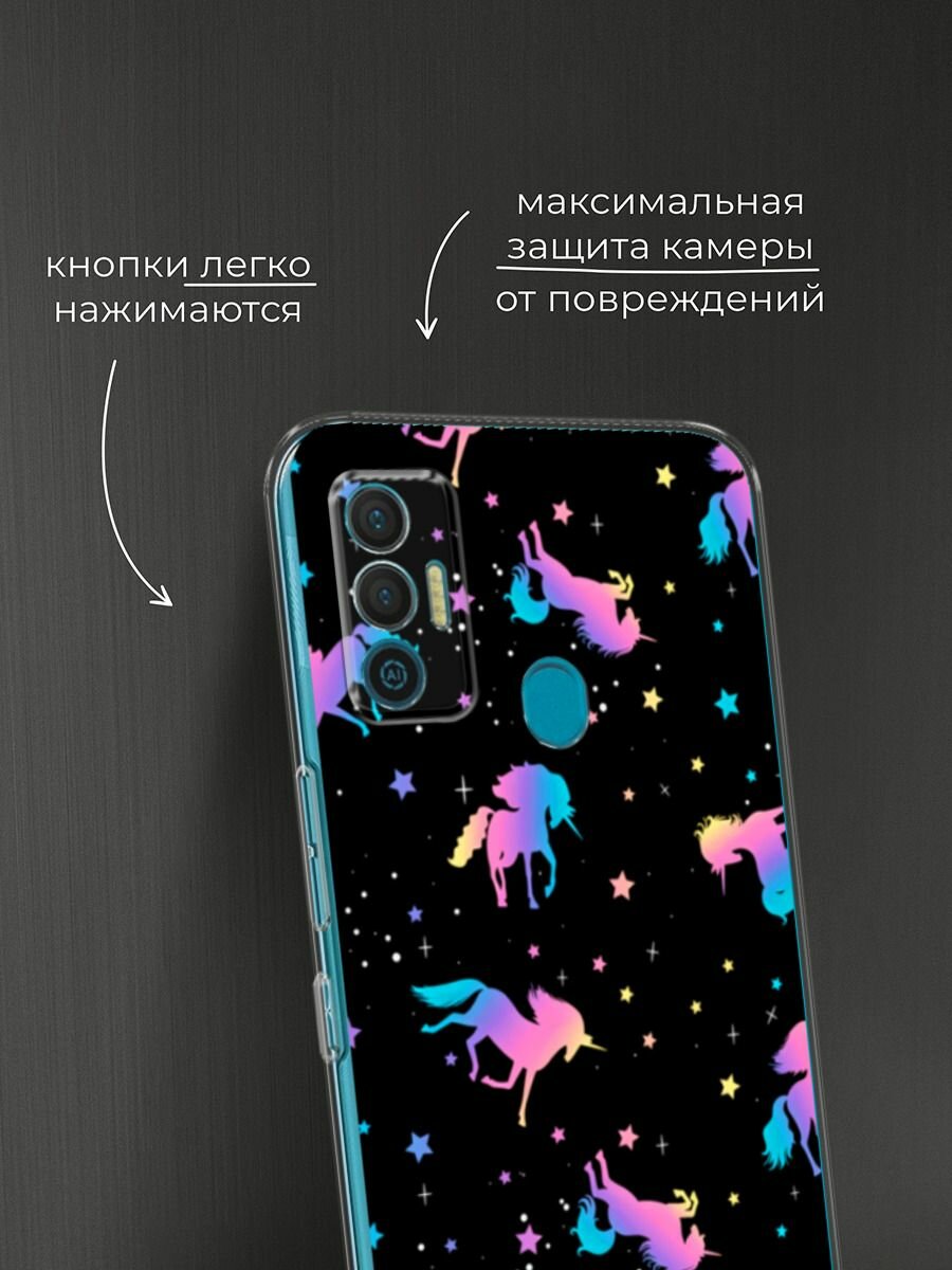 Чехол на Tecno Spark 7 / Техно Спарк 7 с принтом "Единороги градиент" — фото 1