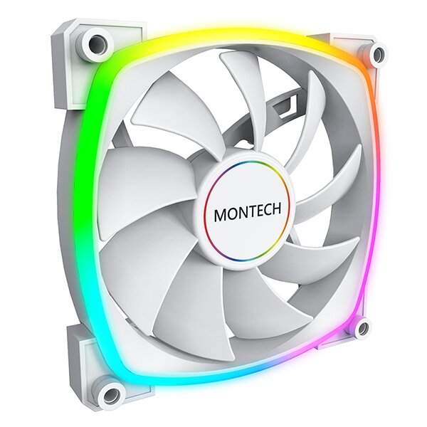 Комплект вентиляторов для корпуса 3 шт. Montech AX140 PWM White / 140mm, 4pin PWM, 3pin ARGB, 600-1600RPM, 90.5CFM, 27.9dBA, Rifle bearing / AX140W