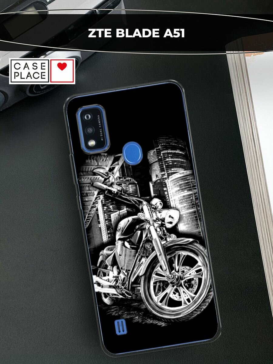 Чехол на ZTE Blade A51 / ЗТЕ Блейд А51 с принтом "Крутой байк"