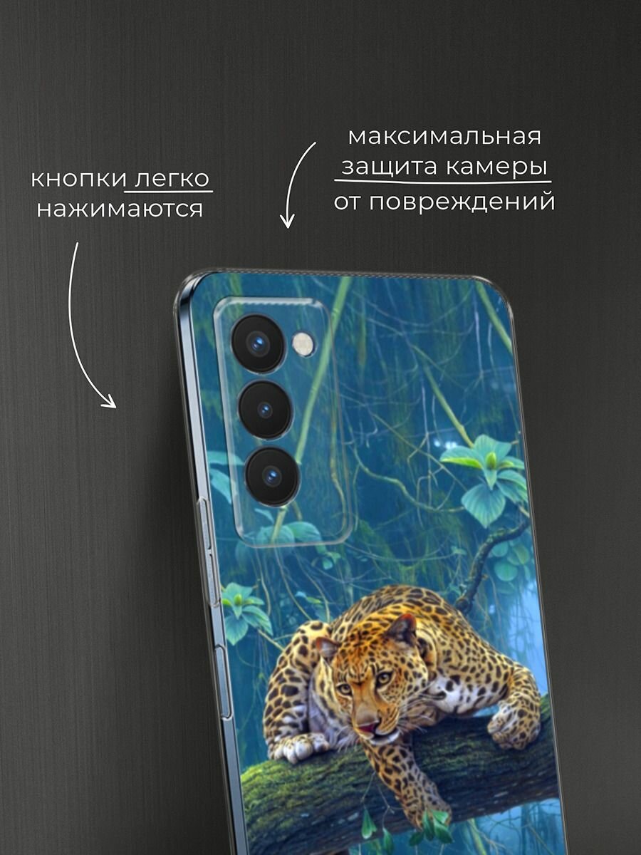 Чехол на Tecno Camon 18P / Техно Камон 18Р с принтом "Леопард охотник" — фото 1
