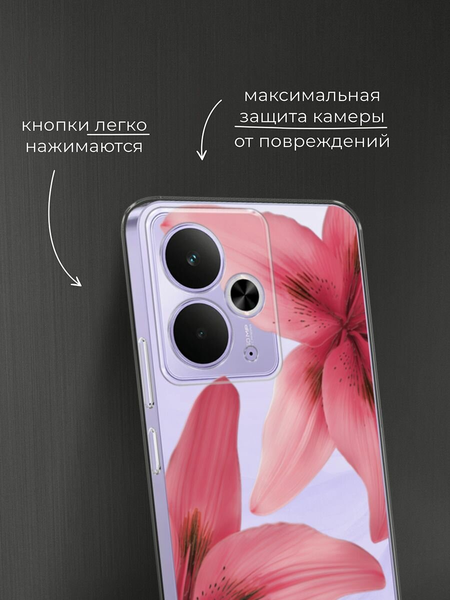Силиконовый чехол на Realme 14T / Реалми 14Т с принтом "Pink flower" — фото 1