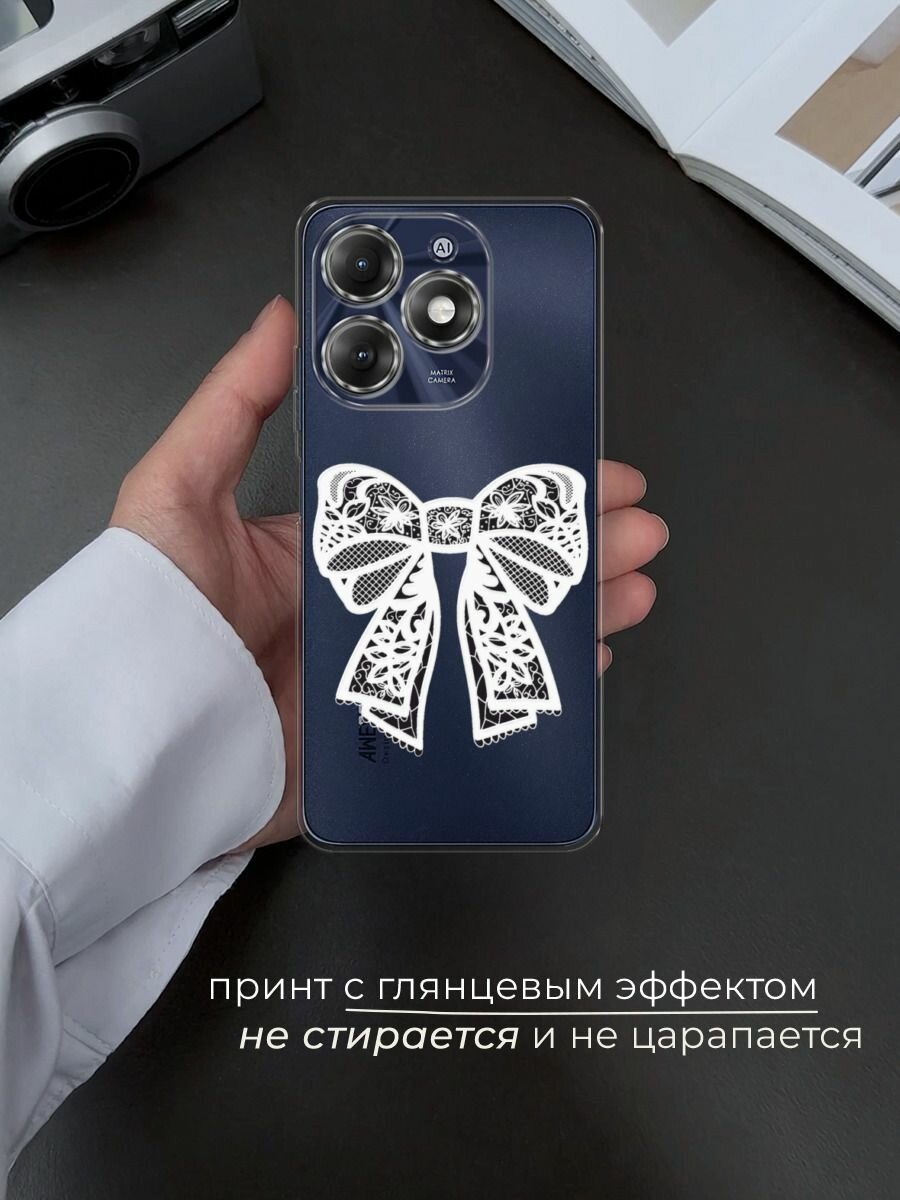Чехол на Itel A70 / Ител А70 с принтом "Черно-белый бант 2" — фото 1