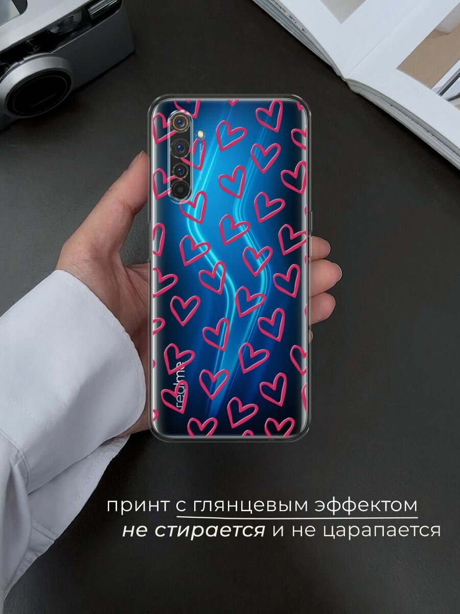 Чехол на Realme 6 Pro / Реалми 6 Про с принтом "Темные сердечки" — фото 1