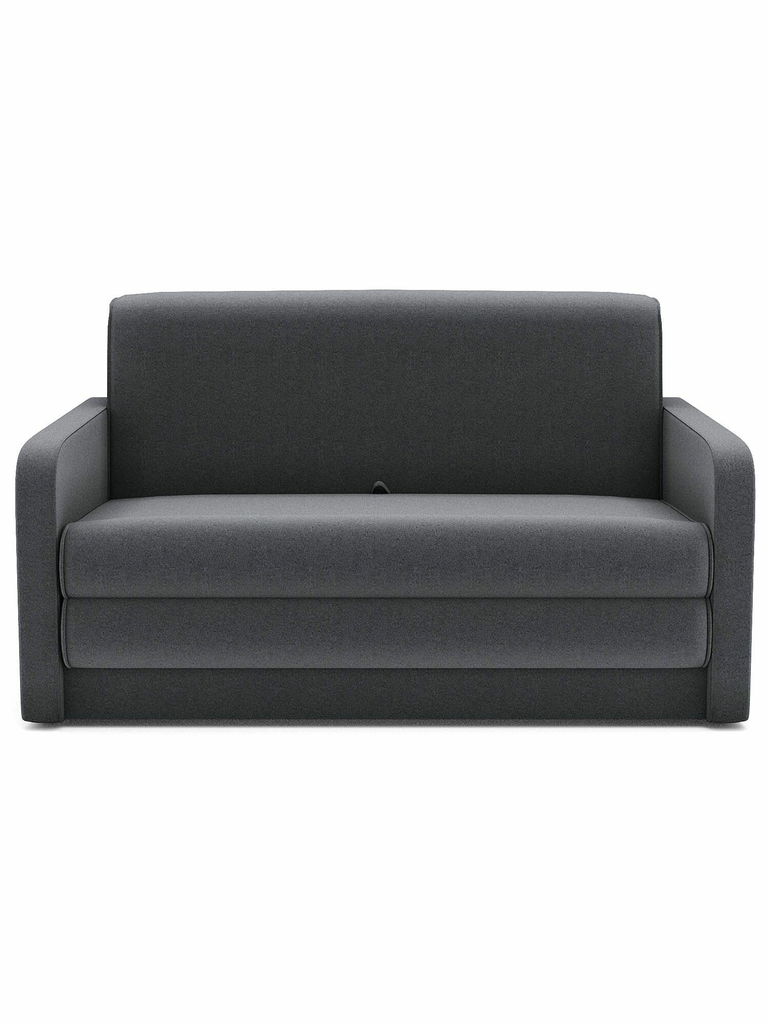 Диван раскладной двуспальный 140 см, мягкие локти, флок флок серый #150 / олмп