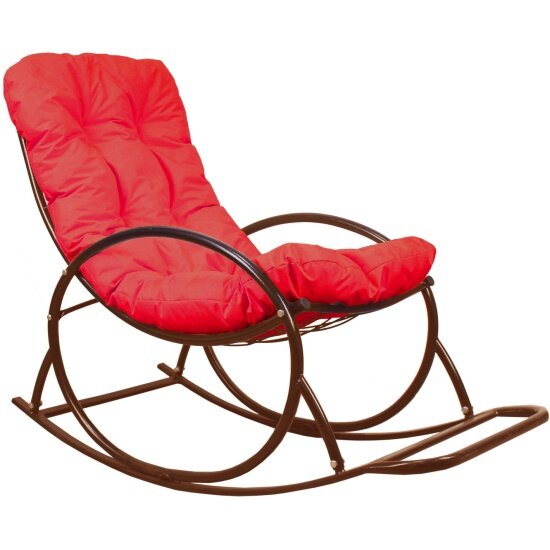 Кресло-качалка M-group коричневое, красная подушка