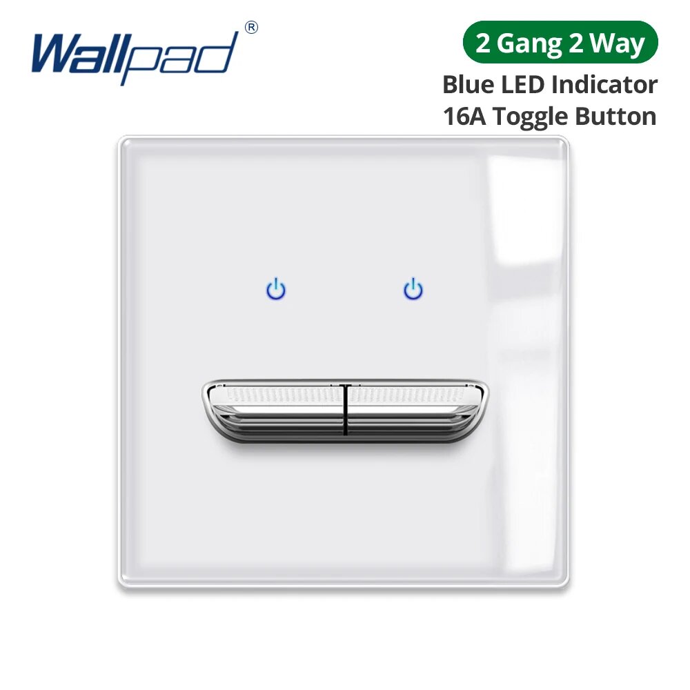 Wallpad 2 Gang 2 Way Белая стеклянная панель со светодиодом