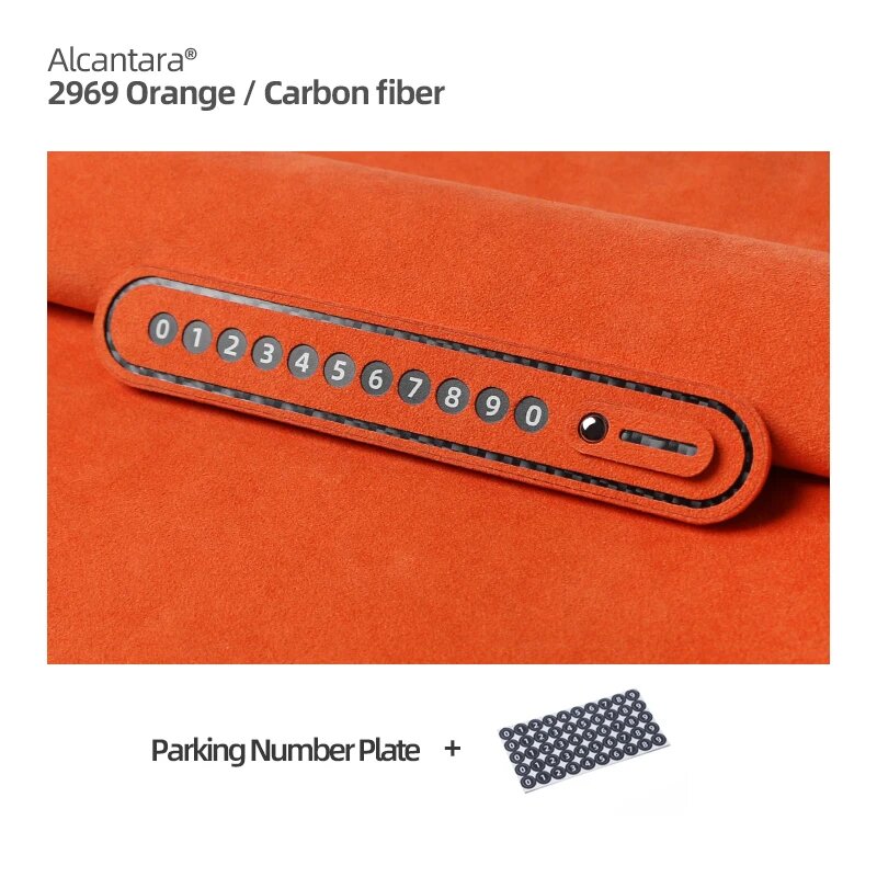 TPIC алькантара, автомобильный номер телефона, карточка временной парковки, скрытые светящиеся автомобильные аксессуары, пластины, автоостановка, аксессуары Alcantara Orange