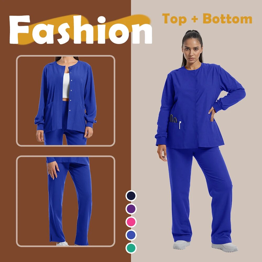 HZMNOI Хирургические брюки из полиэстера Синий, XXL, Blue