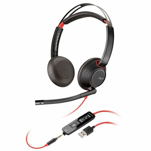 Plantronics Наушники проводные с микрофоном, USB, черный, черно-серый