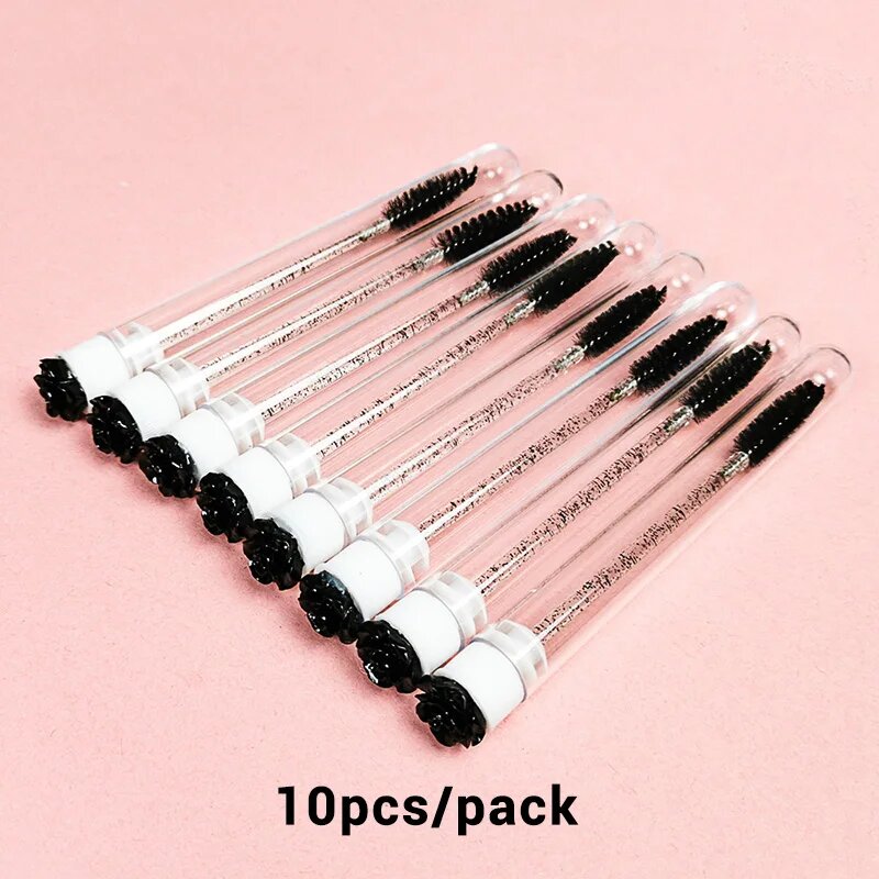 Щетки для ресниц в тубе, 10 шт, Handle Color: 10-bl-fl