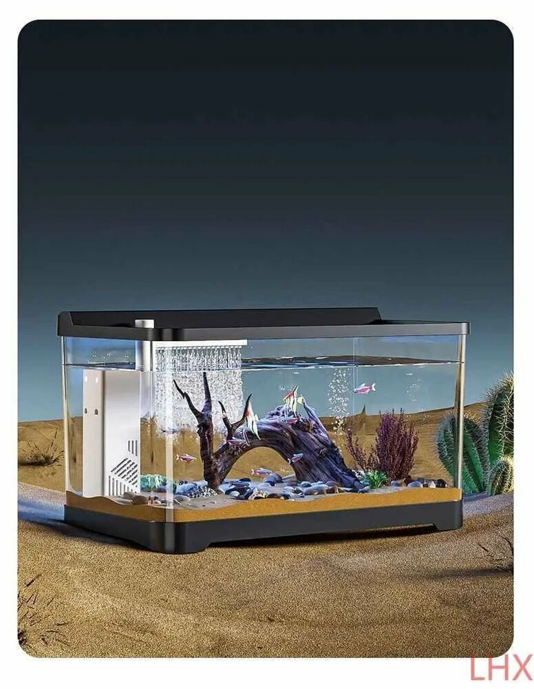 Xiaomi YouPin Аквариум с встроенной подсветкой и фильтром для рыб,38.8х21.5х22.5 см