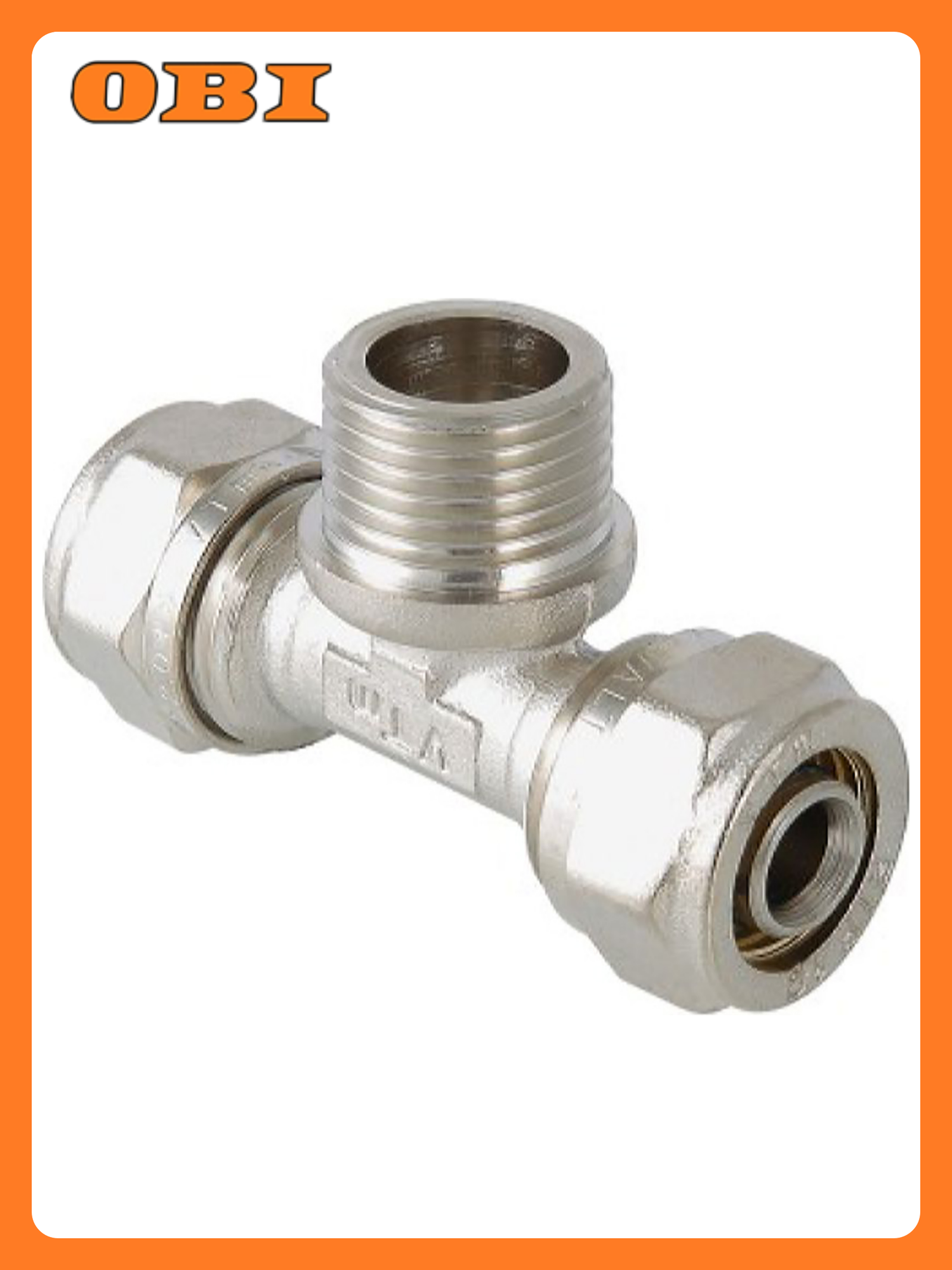 Тройник VALTEC, латунь, никелированный, металлопластик, 3/4", 26мм