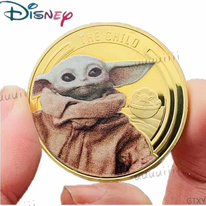 Монета Мандалорец Baby Yoda Звездные войны Star wars цвет: золотой
