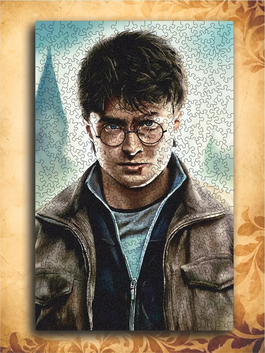 Фигурный деревянный пазл в подарок "Гарри Поттер"