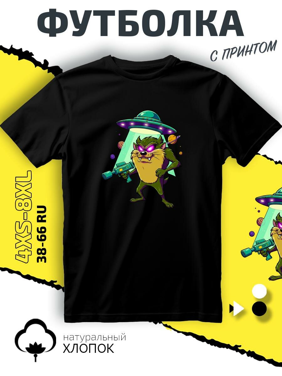 Футболка Тасманский Дьявол мультфильм с лазерным