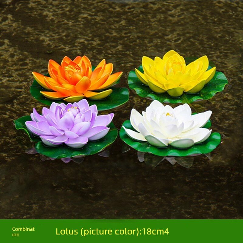 Искусственный цветок лотоса для пруда, аквариума, ландшафтного дизайна, плавающий декор, пластиковый искусственный