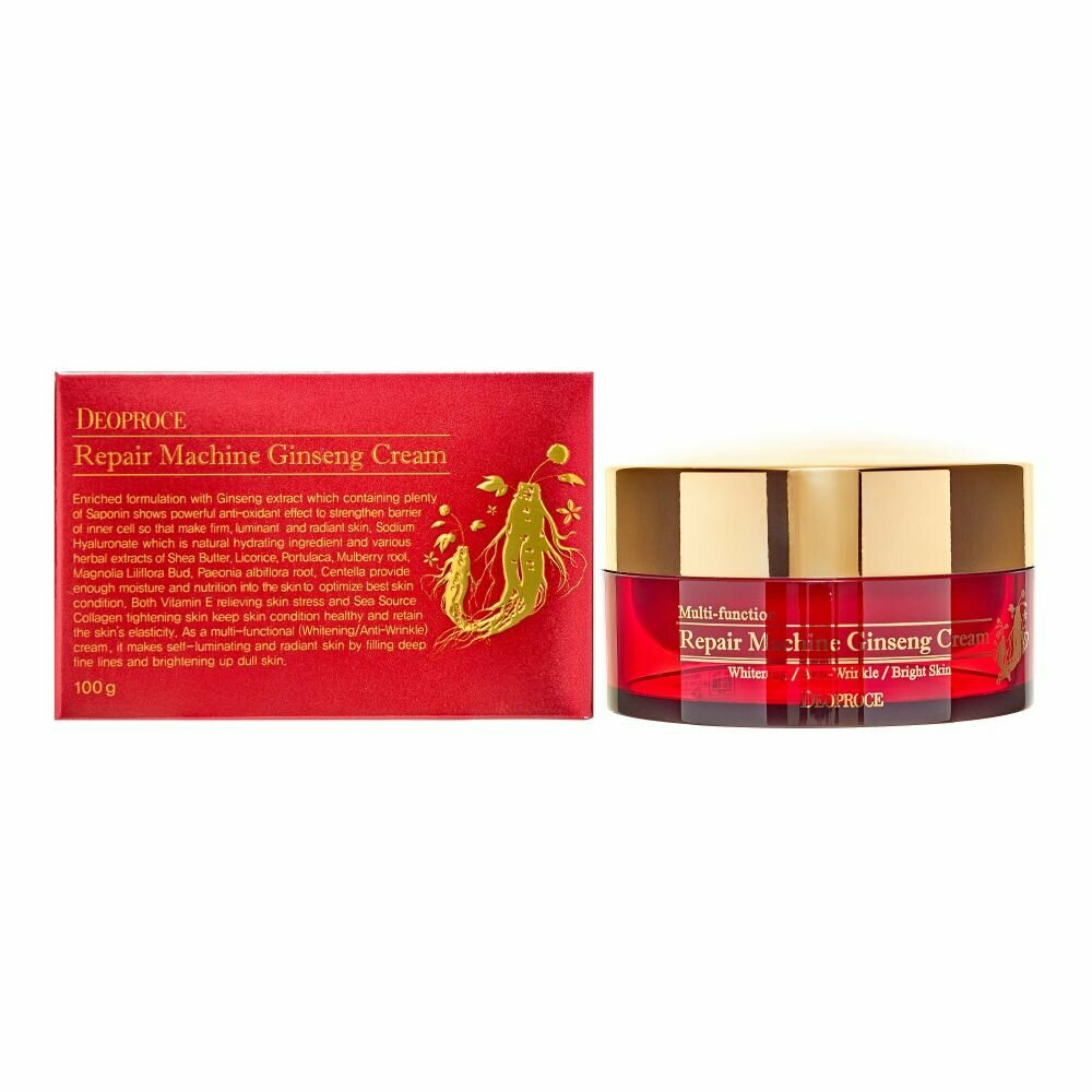 Антивозраcтной крем с экстрактом корня королевского женьшеня Deoproce Repair Machine Ginseng Cream, 100гр.